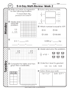 5th Grade Daily Math Spiral Review • Teacher Thrive