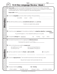 6th Grade Daily Language Spiral Review • Teacher Thrive