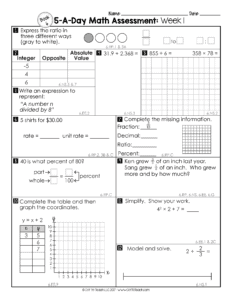 6th Grade Weekly Math Assessments • Teacher Thrive