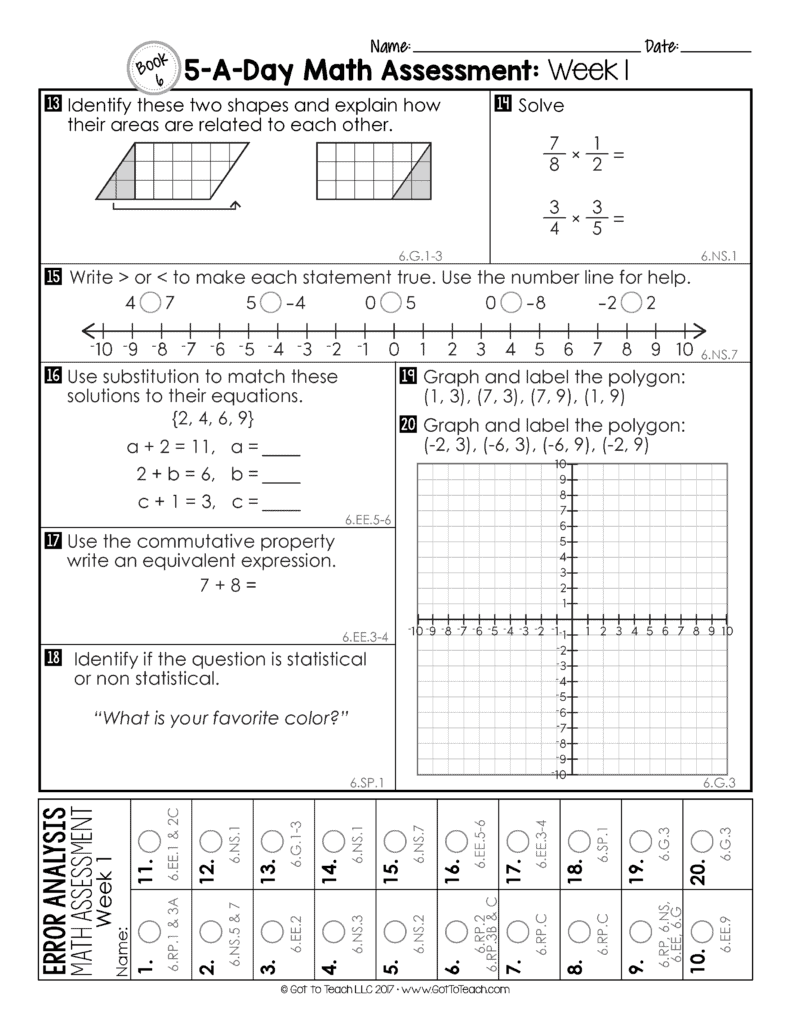6th Grade Weekly Math Assessments • Teacher Thrive