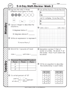6th Grade Daily Math Spiral Review • Teacher Thrive