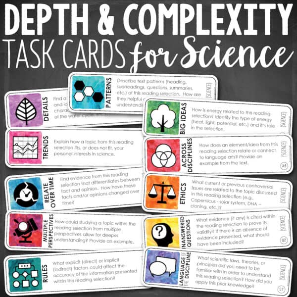 Depth and Complexity Task Card Bundle • Teacher Thrive