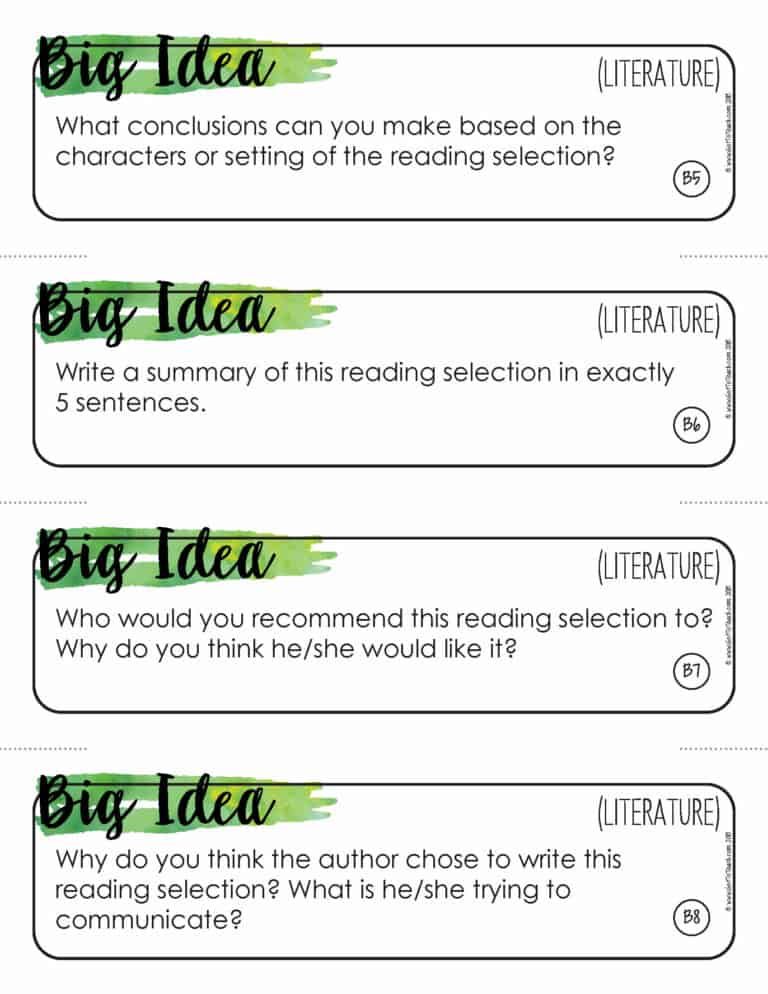 Depth and Complexity Task Cards for Literature • Teacher Thrive