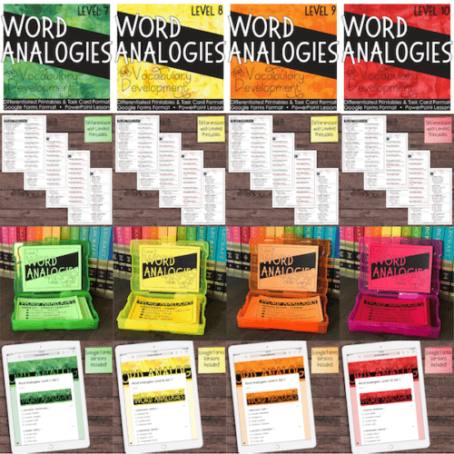 Word Analogies Grades 7-10 Middle School Bundle • Teacher Thrive
