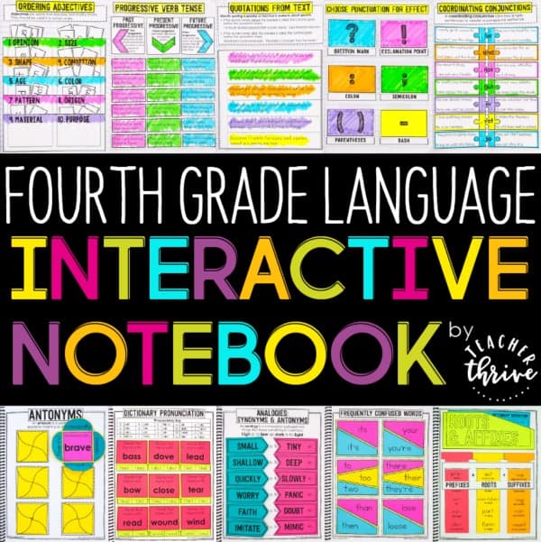Fourth Grade Language Interactive Notebook • Teacher Thrive