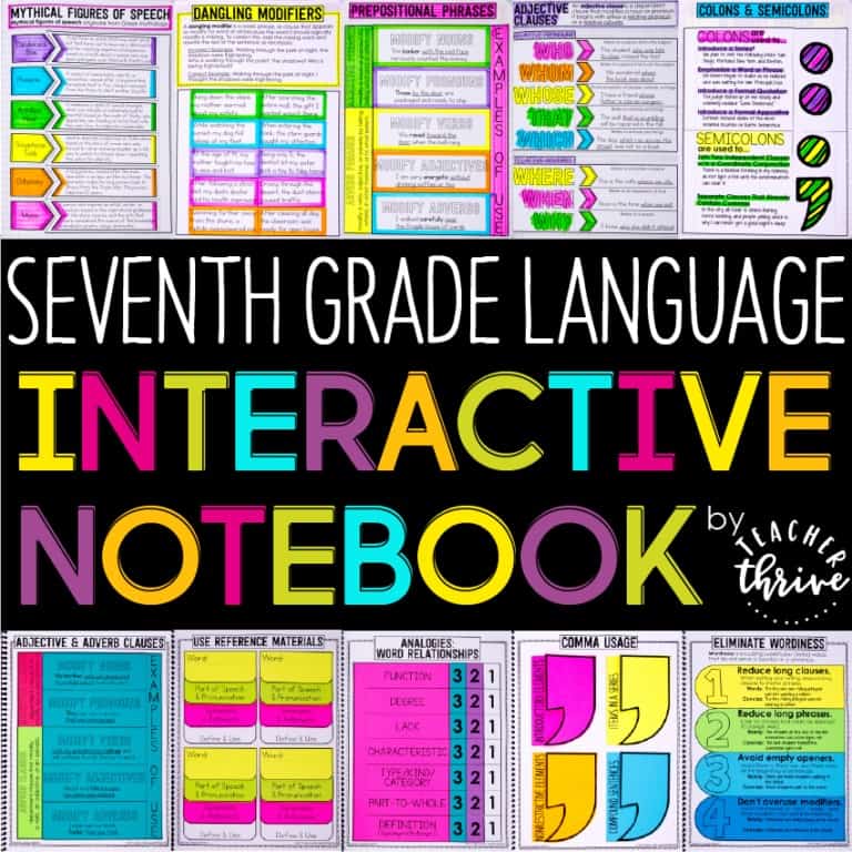 Seventh Grade Language Interactive Notebook • Teacher Thrive