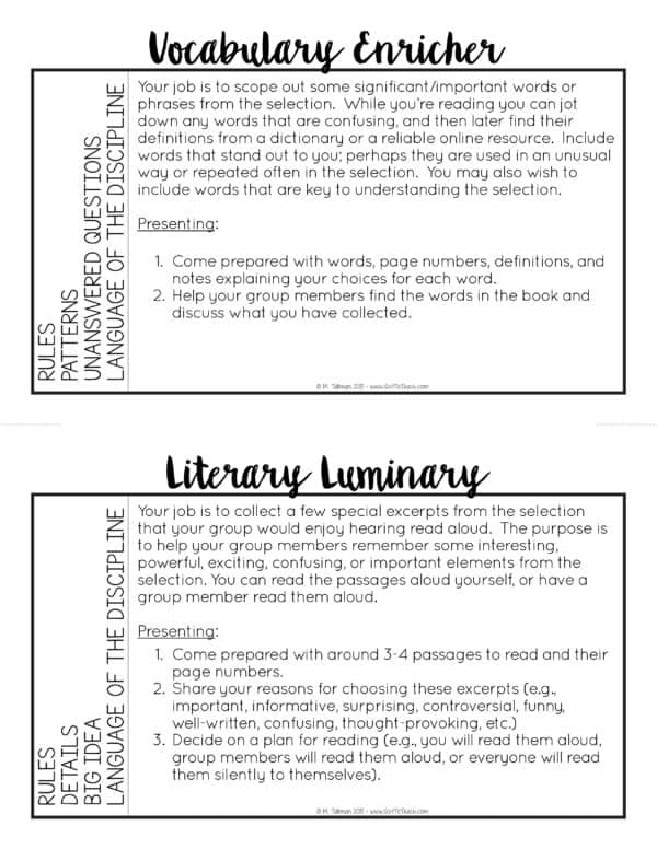 Depth and Complexity Literature Circles • Teacher Thrive