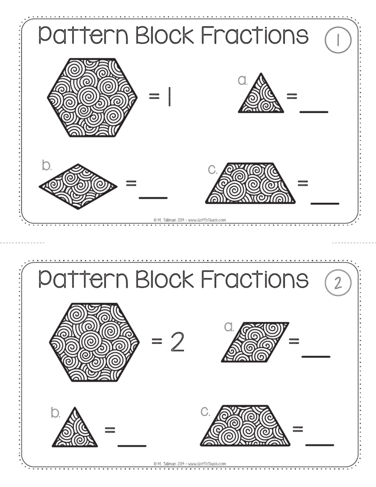 Pattern Block Fraction Task Cards Math Centers • Teacher Thrive