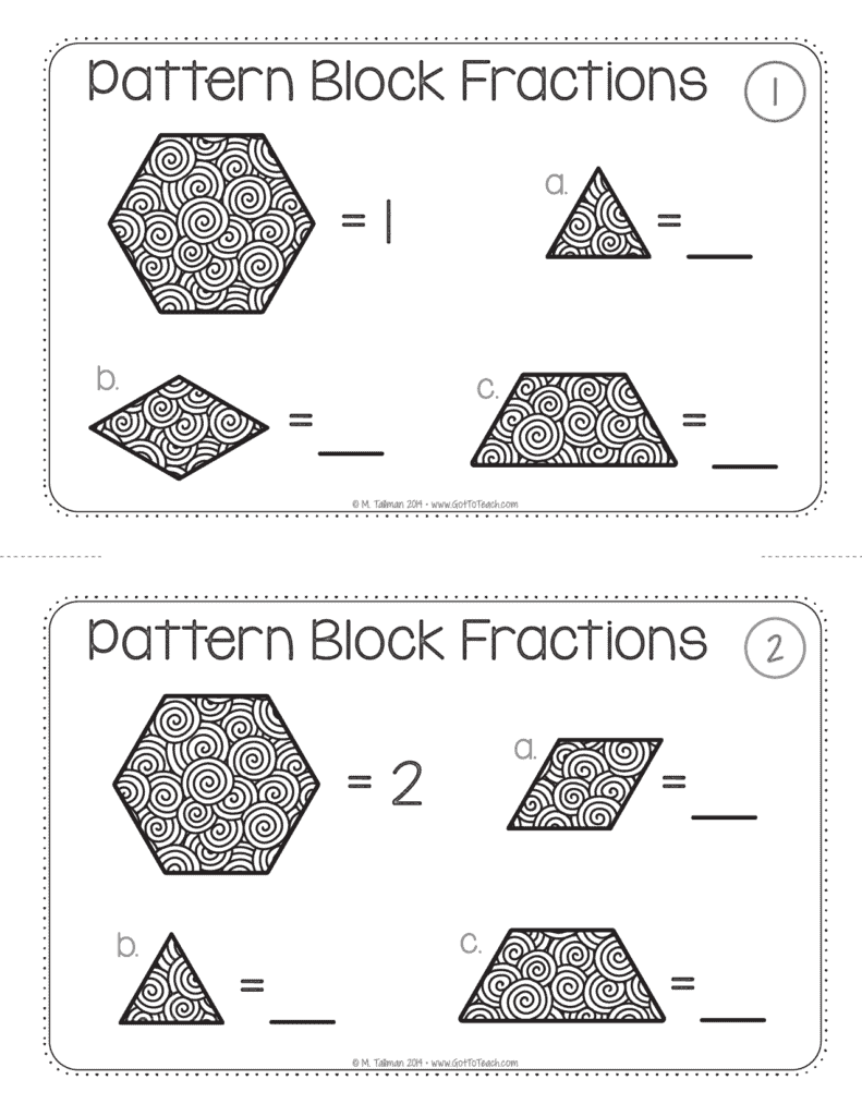 Pattern Block Fraction Task Cards Math Centers • Teacher Thrive