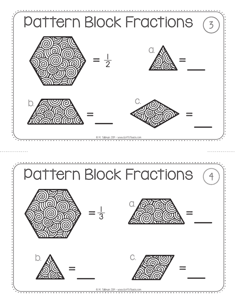 Pattern Block Fraction Task Cards Math Centers • Teacher Thrive