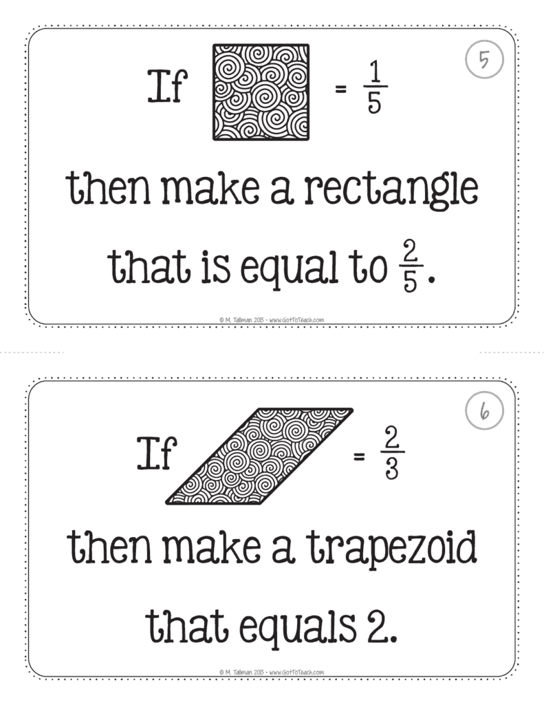 Tangram Fraction Task Cards Math Centers • Teacher Thrive