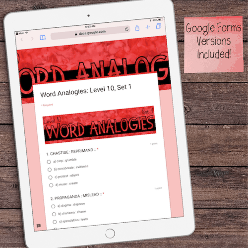 Word Analogies Level 10 • Teacher Thrive