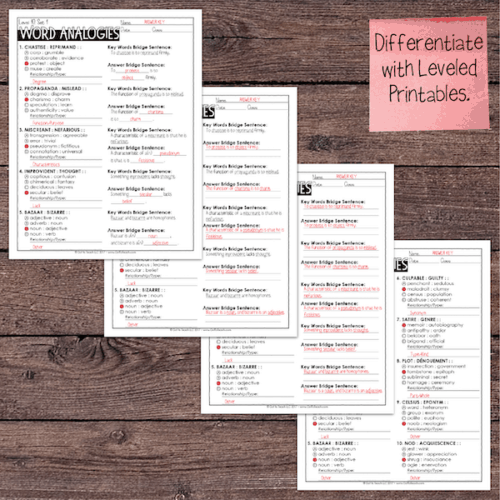 Word Analogies Level 10 • Teacher Thrive