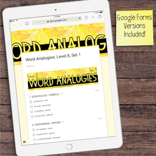 Word Analogies Grades 7-10 Middle School Bundle • Teacher Thrive