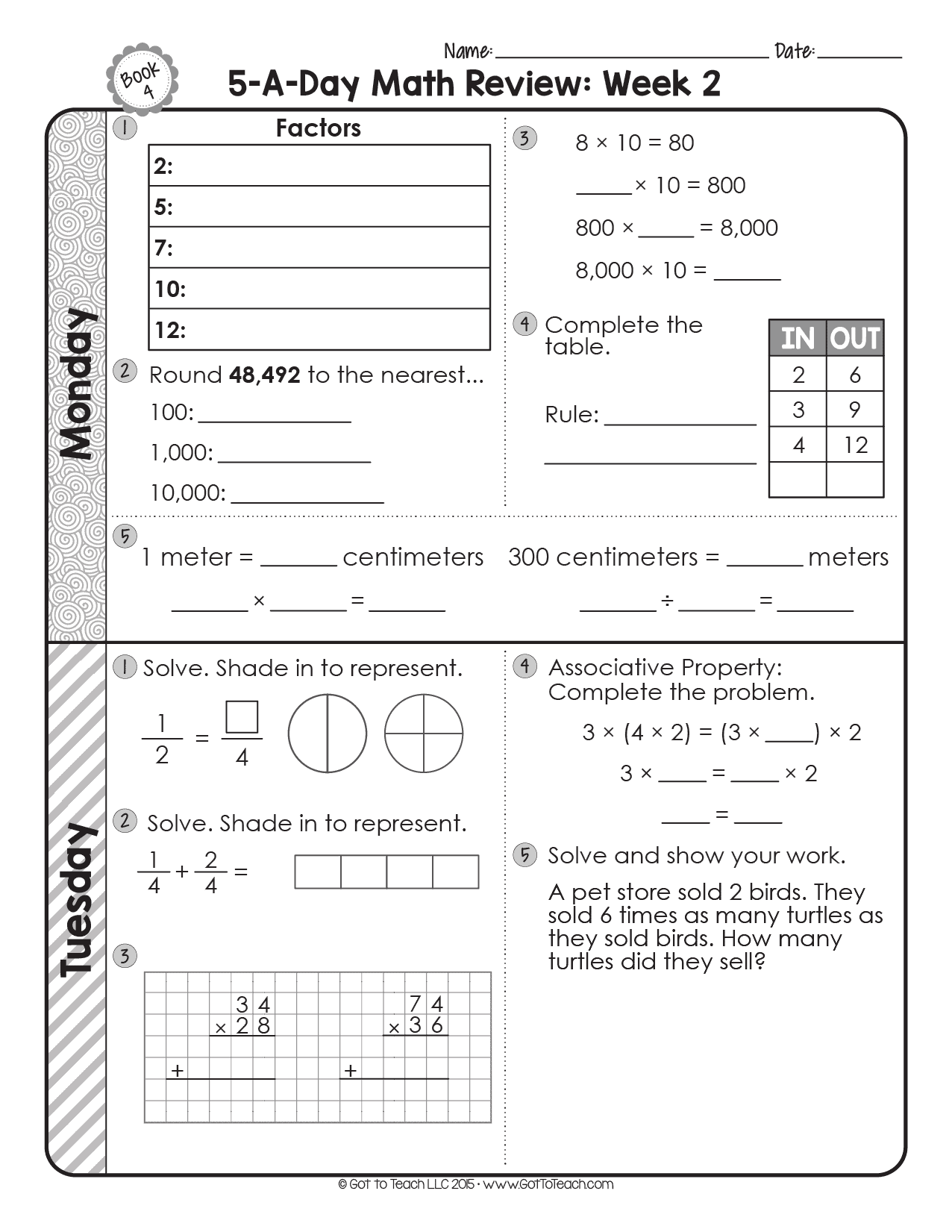FREE 4th Grade Daily Math Spiral Review Teacher Thrive