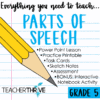 Fifth Grade Grammar: Parts of Speech Review • Teacher Thrive