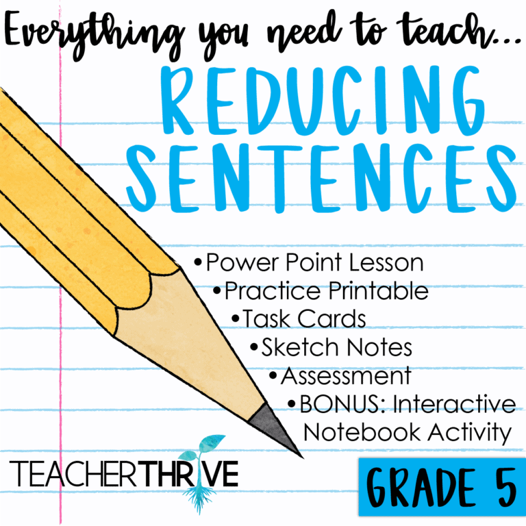 Fifth Grade Grammar: Reduce Sentences • Teacher Thrive