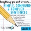 Fifth Grade Grammar: Simple, Compound & Complex Sentences • Teacher Thrive