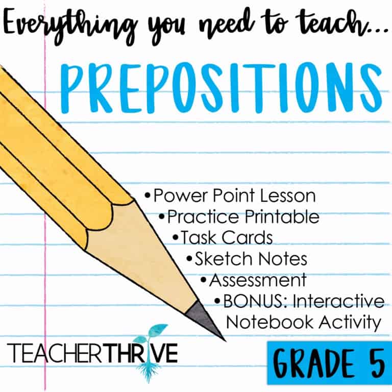 Fifth Grade Grammar: Prepositions • Teacher Thrive
