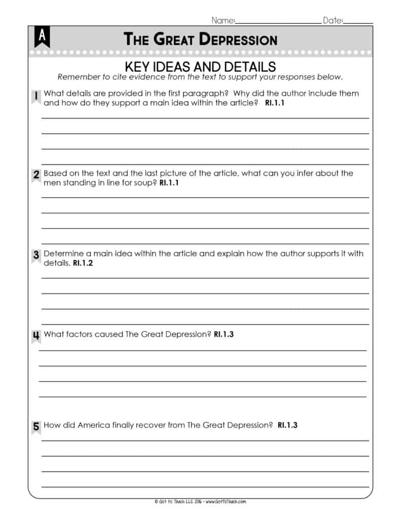 Close Reading and Fluency Practice: FDR & The Great Depression ...