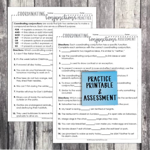 Fifth Grade Grammar: Coordinating Conjunctions • Teacher Thrive