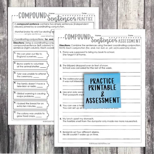 Fifth Grade Grammar: Compound Sentences • Teacher Thrive