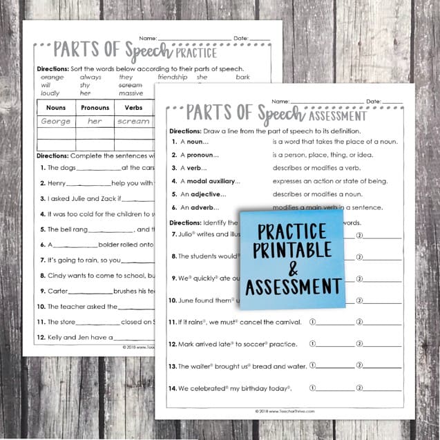 Fifth Grade Grammar Parts Of Speech Review Teacher Thrive