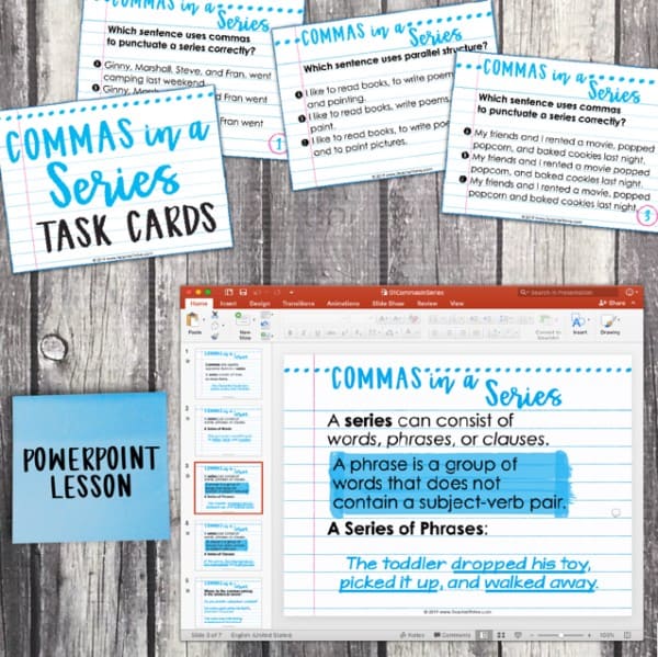 Fifth Grade Grammar: Commas in a Series • Teacher Thrive
