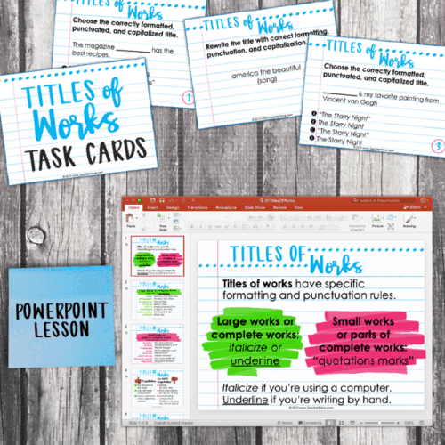 Fifth Grade Grammar: Titles of Works • Teacher Thrive
