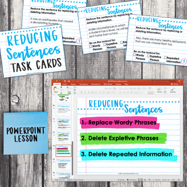 Fifth Grade Grammar: Reduce Sentences • Teacher Thrive