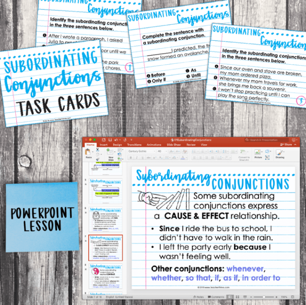 Fifth Grade Grammar: Subordinating Conjunctions • Teacher Thrive