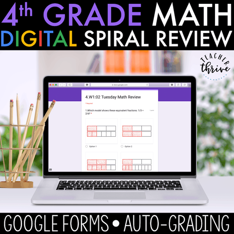 4th Grade Daily Math Spiral Review DIGITAL Teacher Thrive
