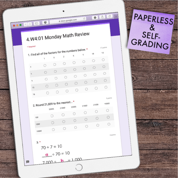 4th Grade Daily Math Spiral Review [DIGITAL] • Teacher Thrive