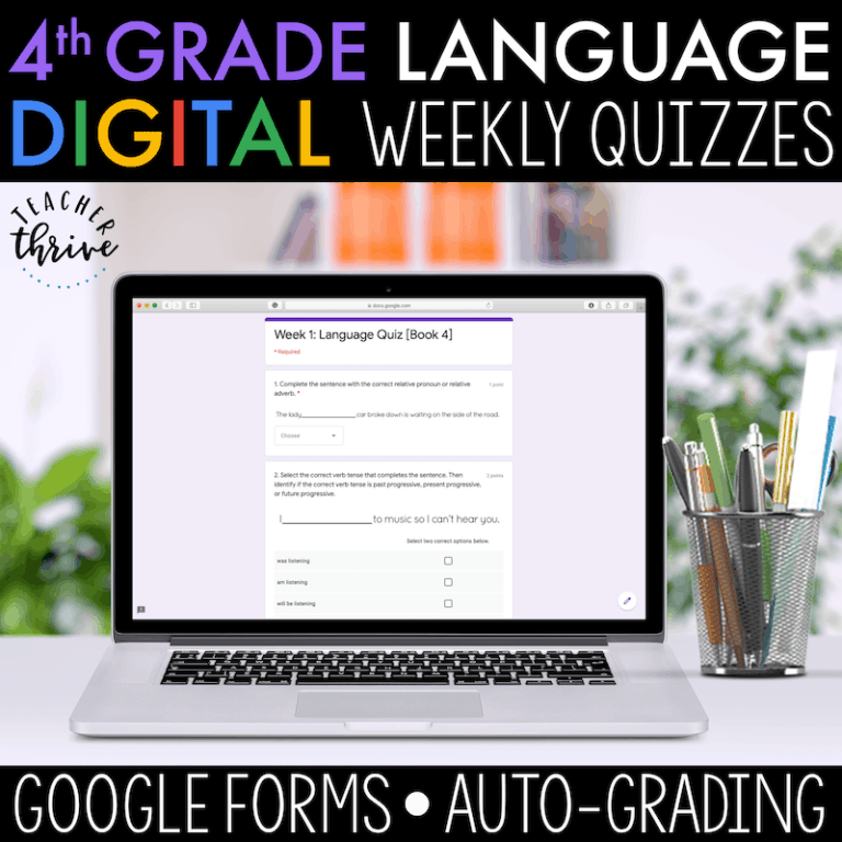 4th Grade Weekly Language Assessments [DIGITAL] • Teacher Thrive