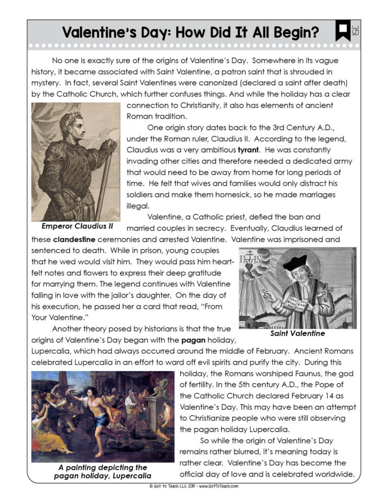 Valentine's Day Close Reading • Teacher Thrive