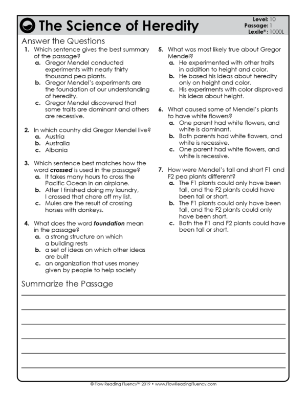 Level 10: Flow Reading Fluency (PRINTABLE) • Teacher Thrive