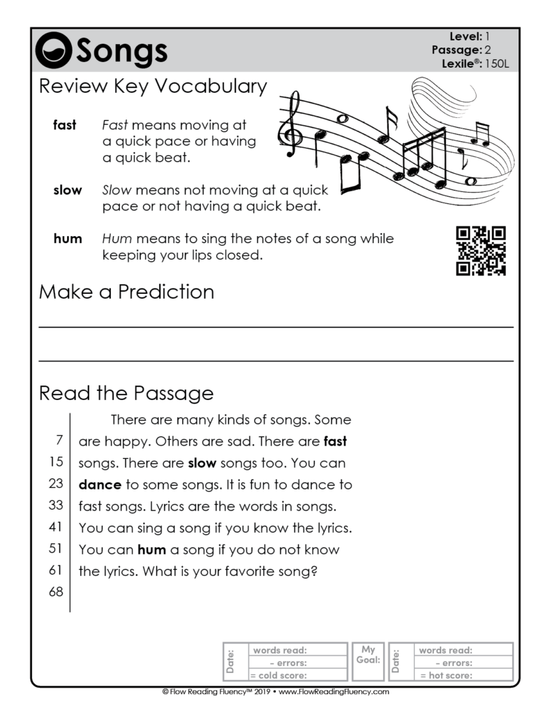 Level 1: Flow Reading Fluency (PRINTABLE) • Teacher Thrive
