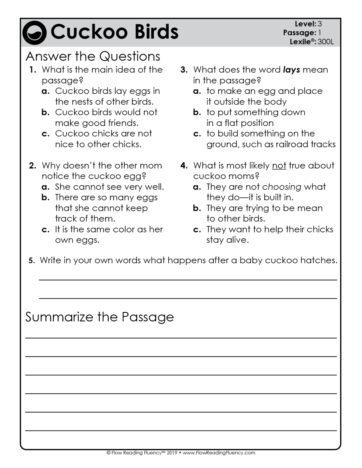 Level 3: Flow Reading Fluency (PRINTABLE) • Teacher Thrive