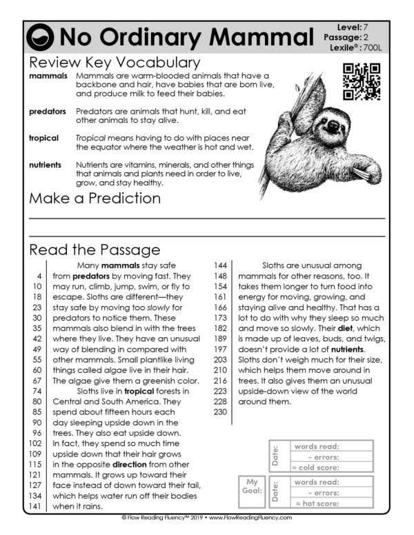 Level 7: Flow Reading Fluency (PRINTABLE) • Teacher Thrive