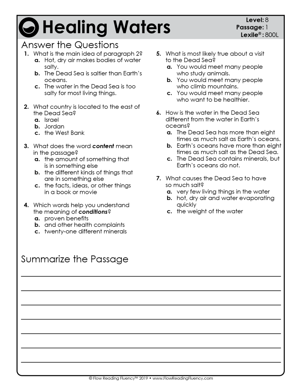 Level 8: Flow Reading Fluency (PRINTABLE) • Teacher Thrive