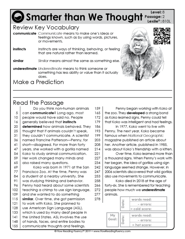 Level 8: Flow Reading Fluency (PRINTABLE) • Teacher Thrive