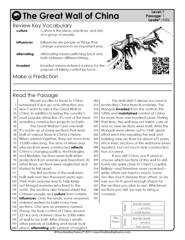 Level 9: Flow Reading Fluency (PRINTABLE) • Teacher Thrive