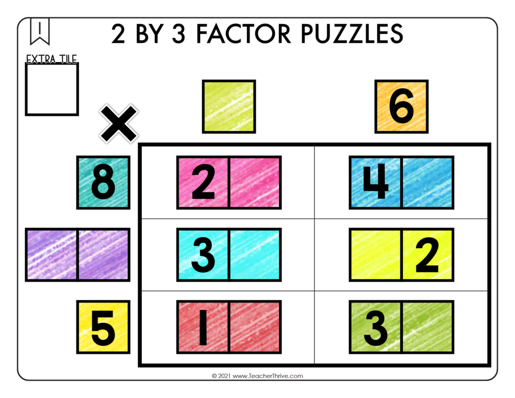 Math Tiles: 3 by 2 Factor Puzzles • Teacher Thrive