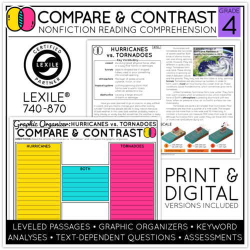 4th Grade Compare and Contrast Nonfiction Text Structure Reading ...
